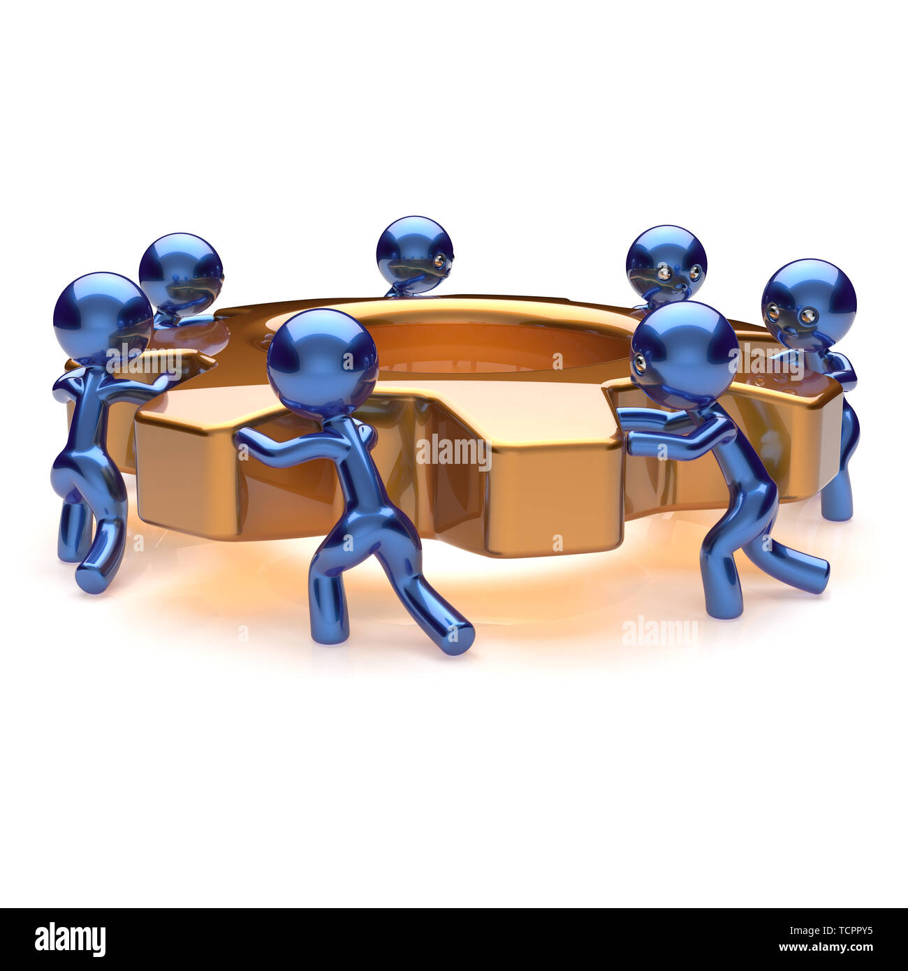 Teamwork partnership business process workers turning gear wheel ...