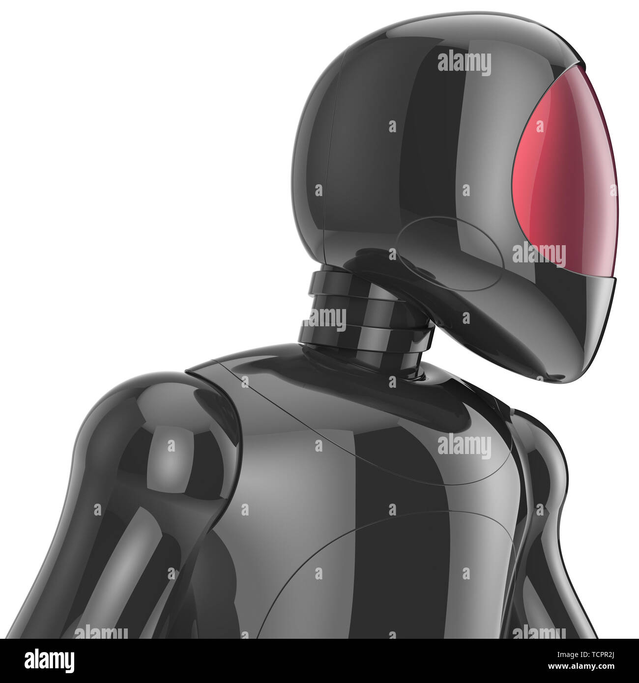 Cyborg bot robot futuristic artificial dummy black metallic concept. 3d ...