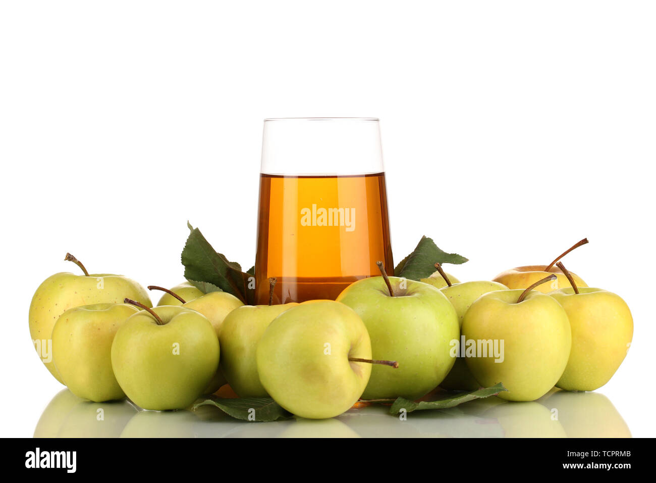 Useful apple juice with apples around isolated on white Stock Photo - Alamy