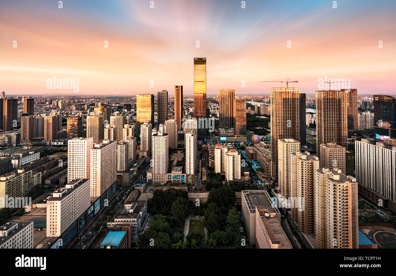 Shenyang city scenery burning clouds Stock Photo - Alamy