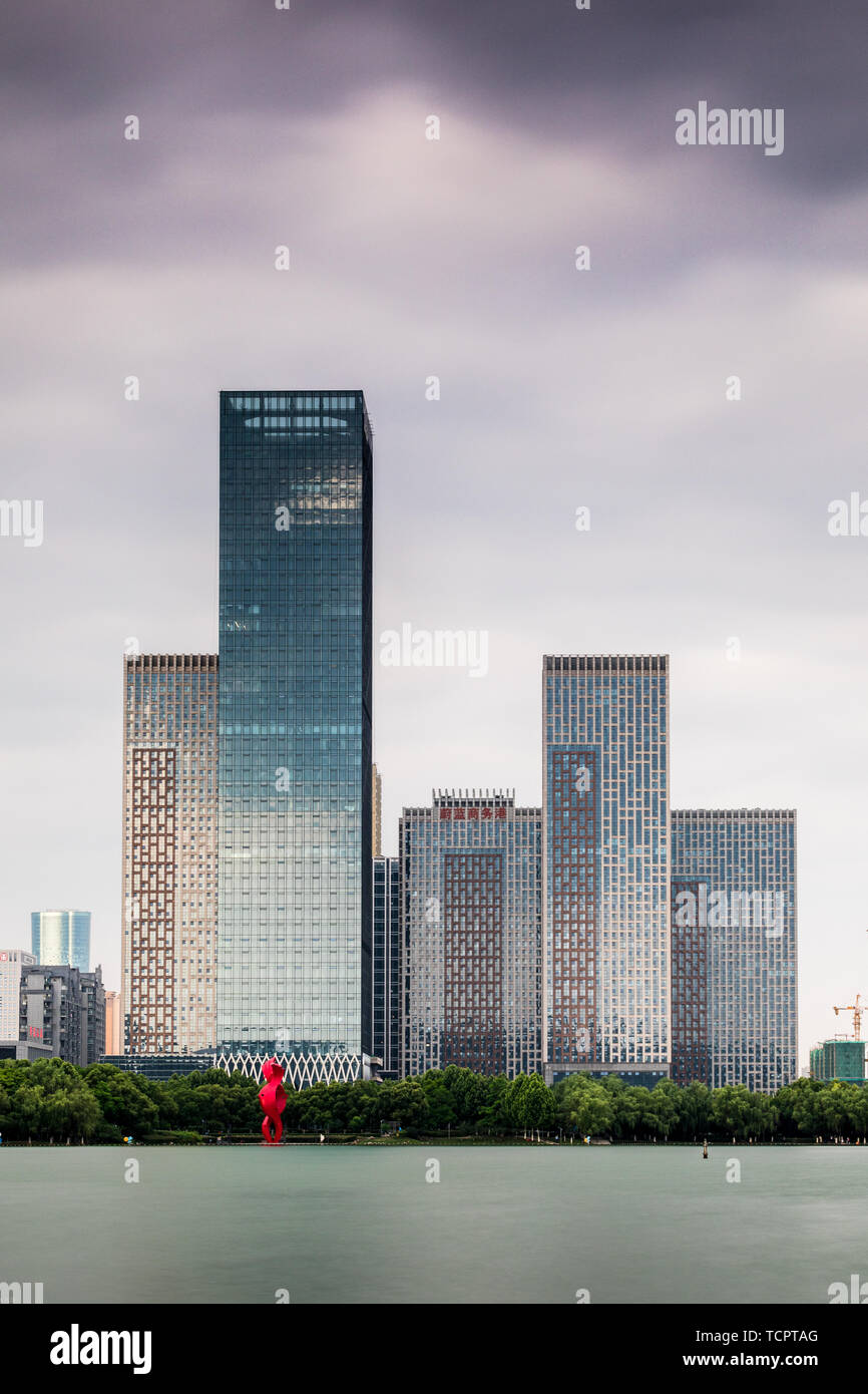 Architecture around Swan Lake, Hefei City, Anhui Province Stock Photo ...