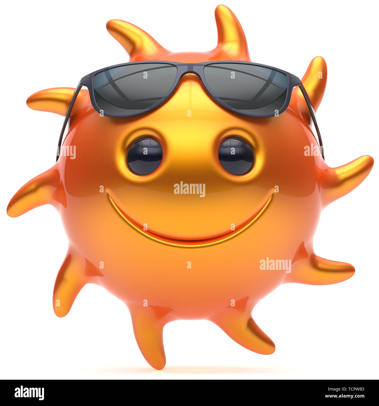 Smile sun face cartoon character star ball cheerful sunglasses summer ...