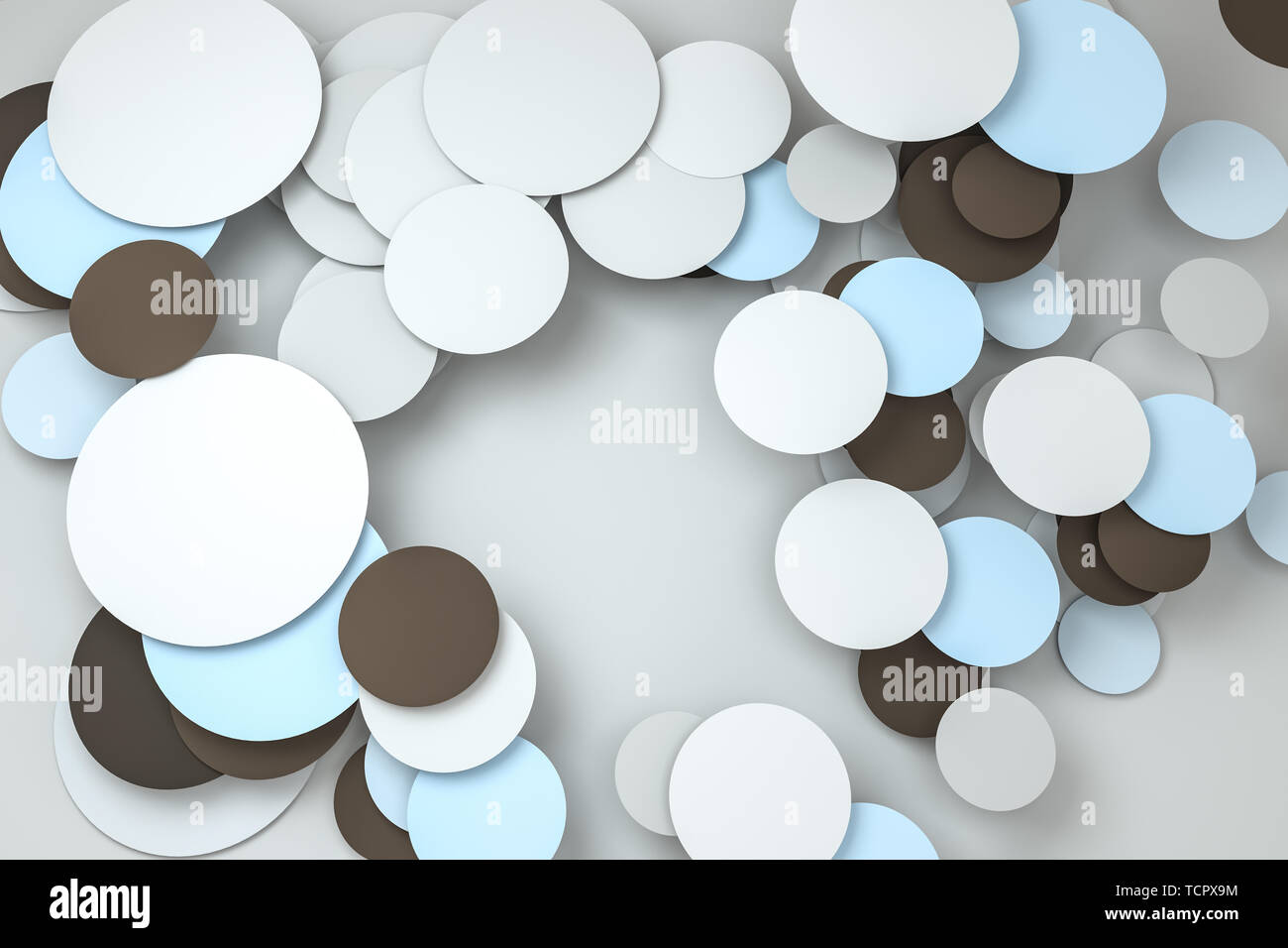 Three-dimensional rendering, blank round piece of paper surround ...