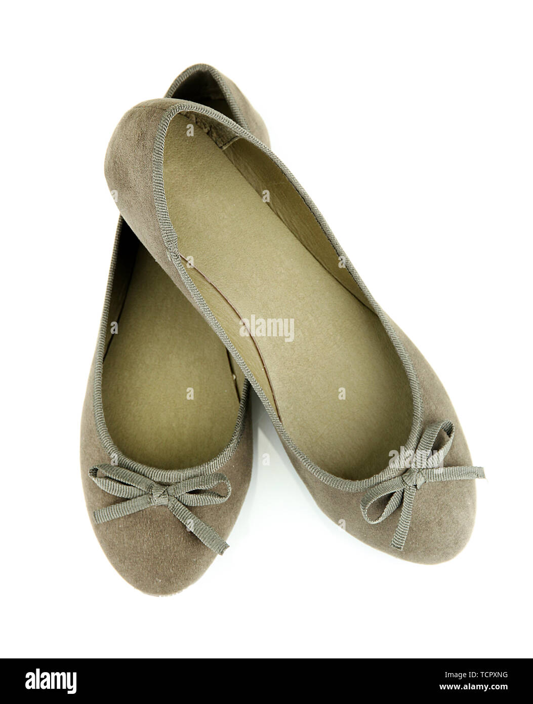Pair of color female shoes isolated on white Stock Photo - Alamy