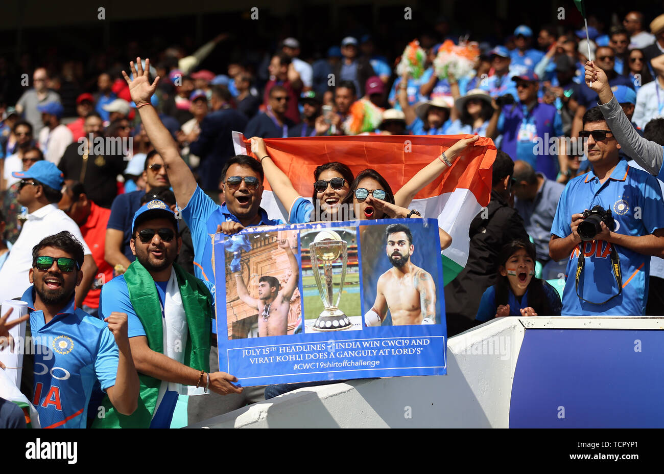 India fans with a banner in support of Virat Kohli during the ICC ...
