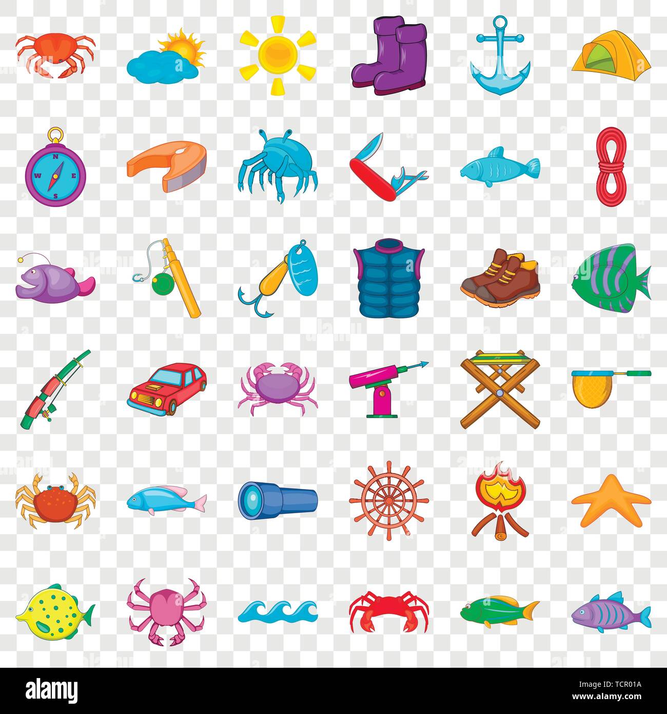 Fishing icons set, cartoon style Stock Vector Image & Art - Alamy