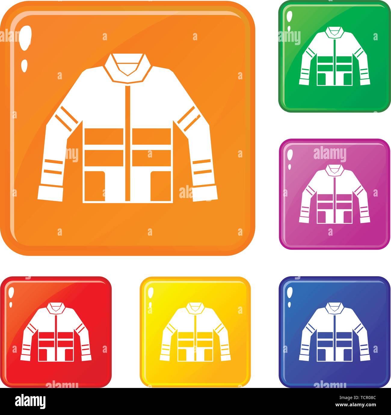 Firefighter jacket icons set vector color Stock Vector Image & Art - Alamy