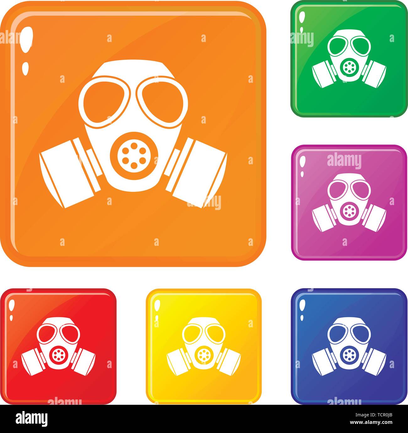 Chemical gas mask icons set vector color Stock Vector Image & Art - Alamy