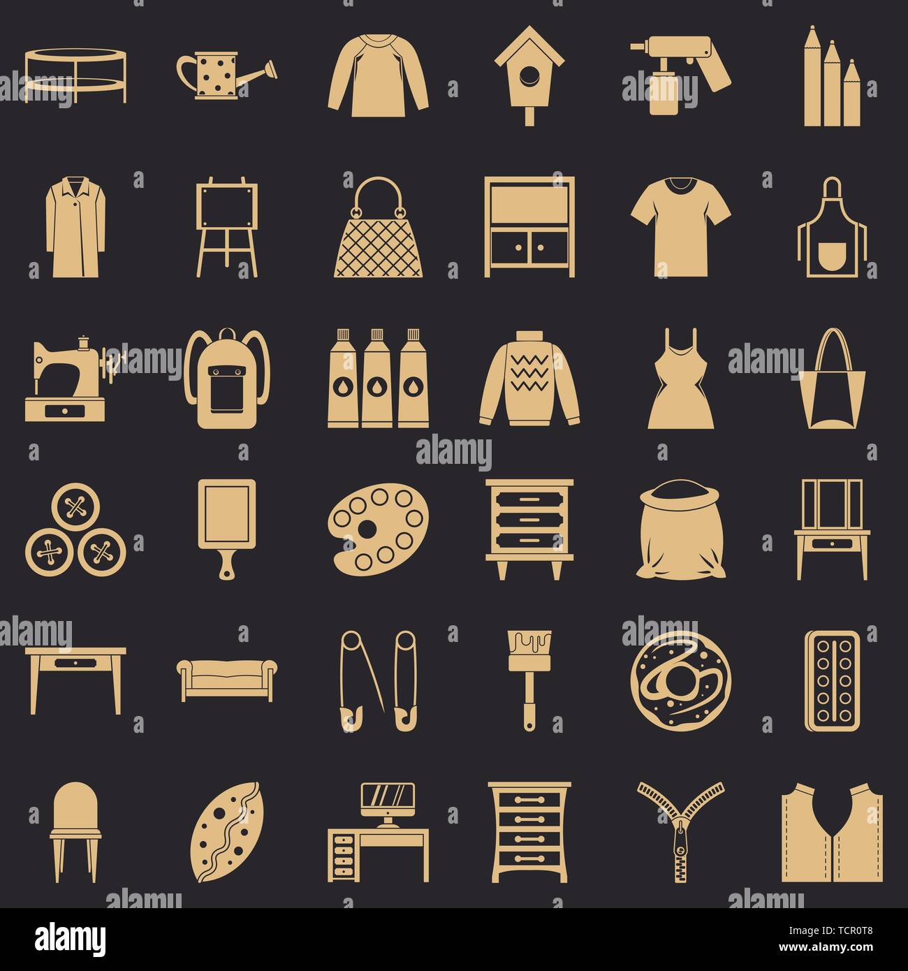 Embroidery icons set, simple style Stock Vector Image & Art - Alamy