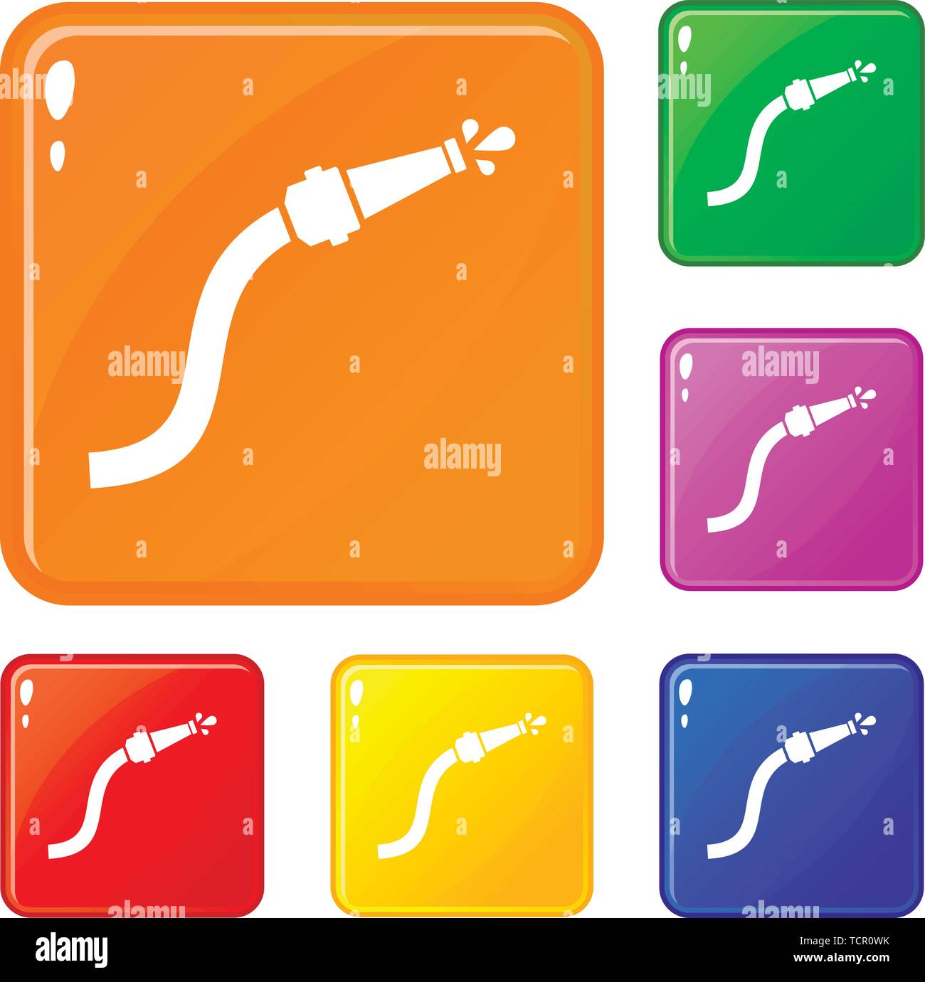 Fire hose with water drops icons set vector color Stock Vector Image ...