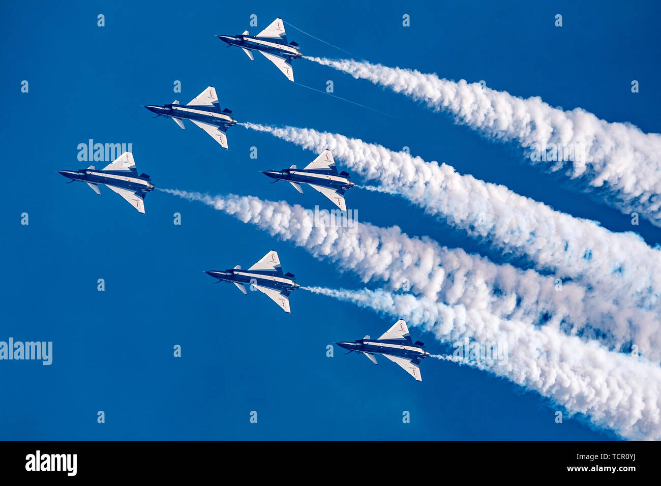 Six-aircraft formation of the Bayi Flight Exhibition Team of the ...