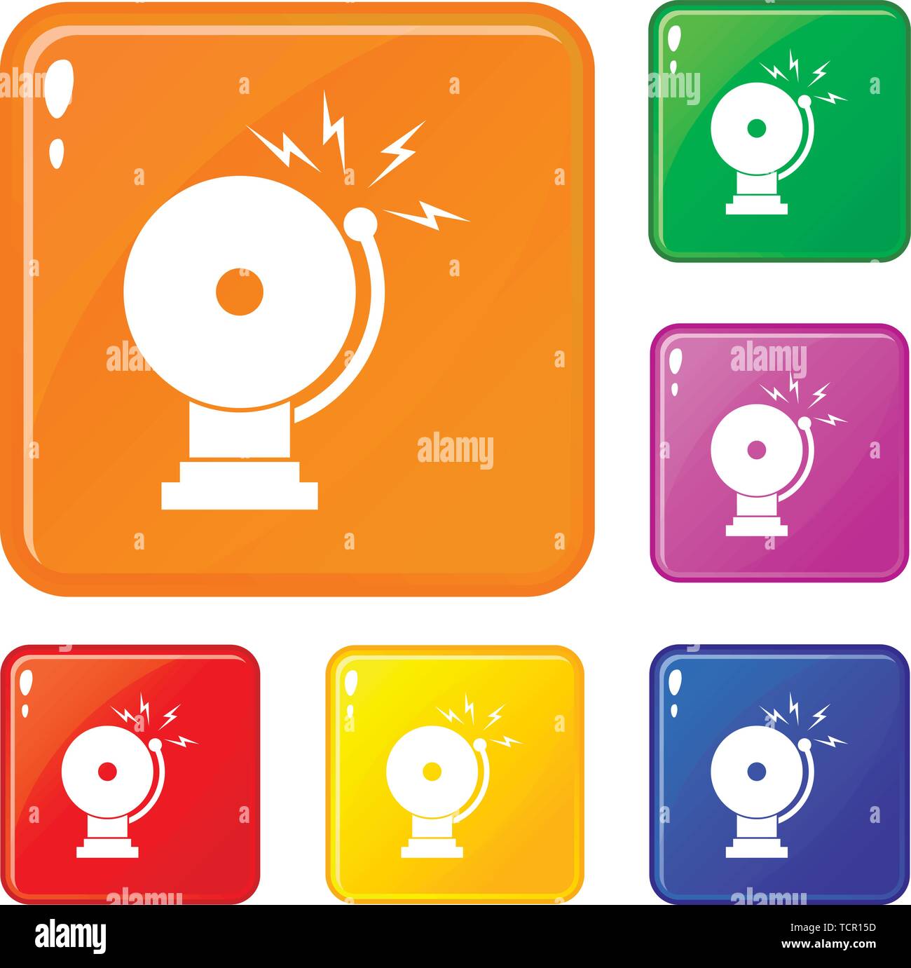 Fire alarm icons set vector color Stock Vector Image & Art - Alamy