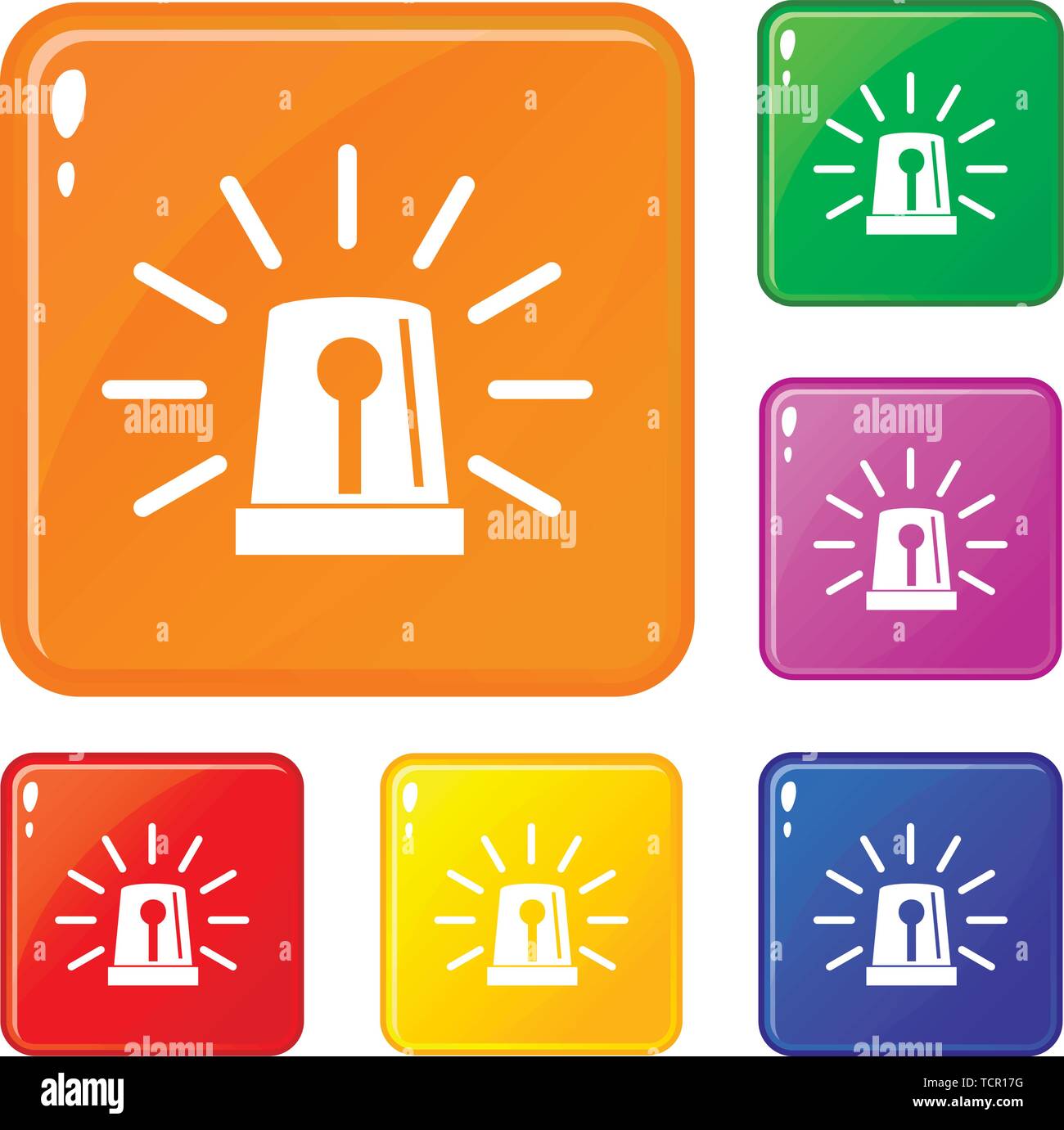 Flashing emergency light icons set vector color Stock Vector Image ...