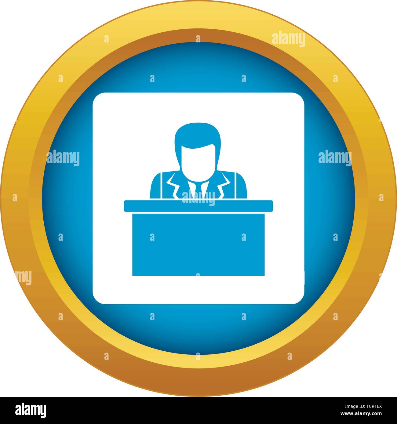 Orator speaking from tribune icon blue vector isolated Stock Vector ...