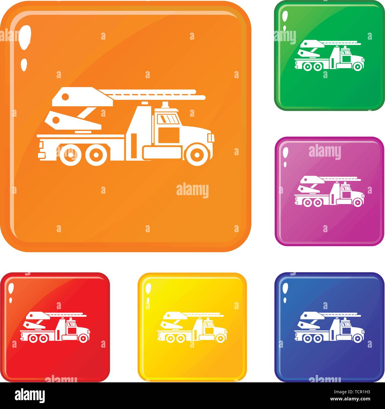 Fire engine icons set vector color Stock Vector Image & Art - Alamy