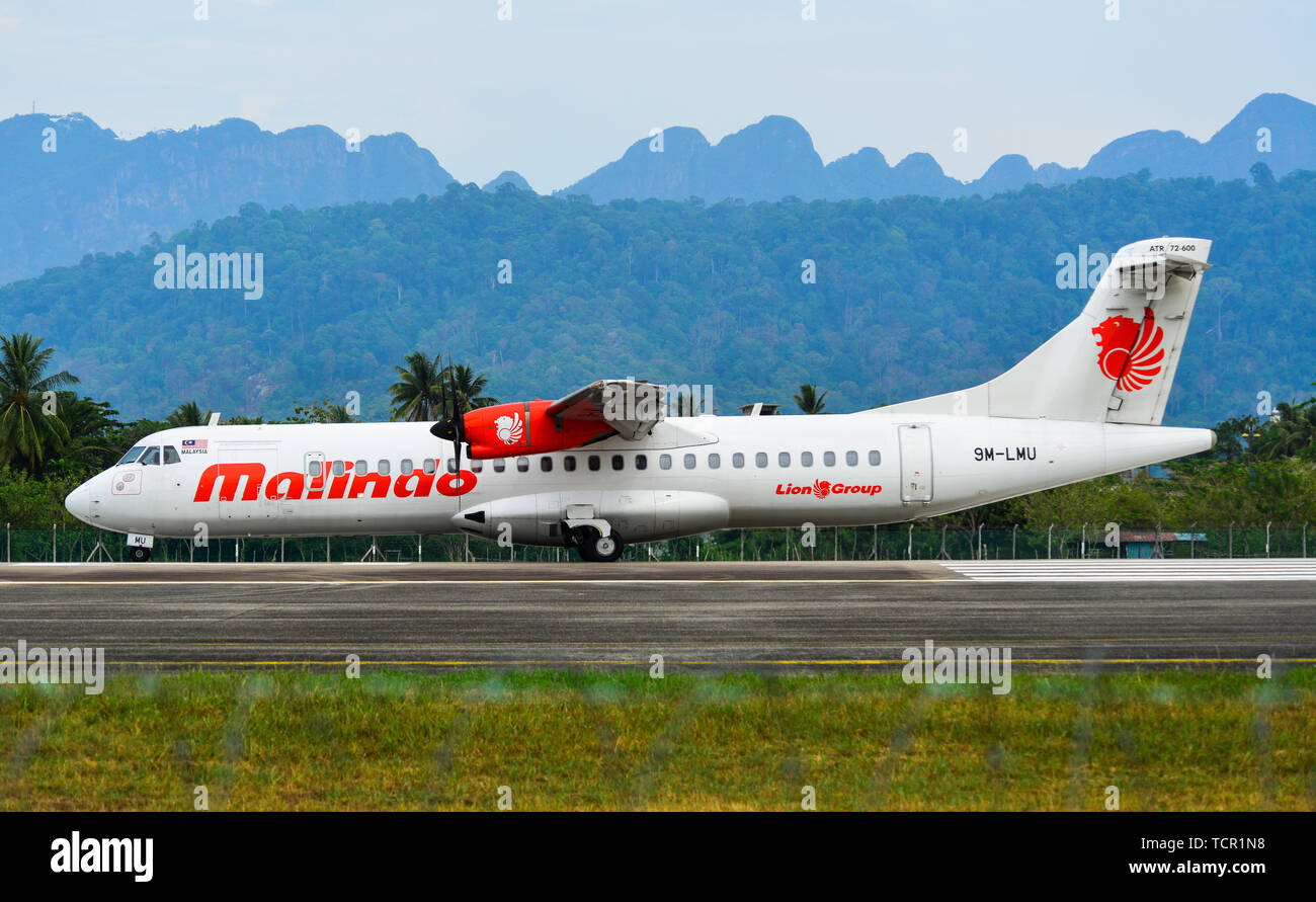 Langkawi, Malaysia - Mar 31, 2019. 9M-LMU Malindo Air ATR 72-600 ...