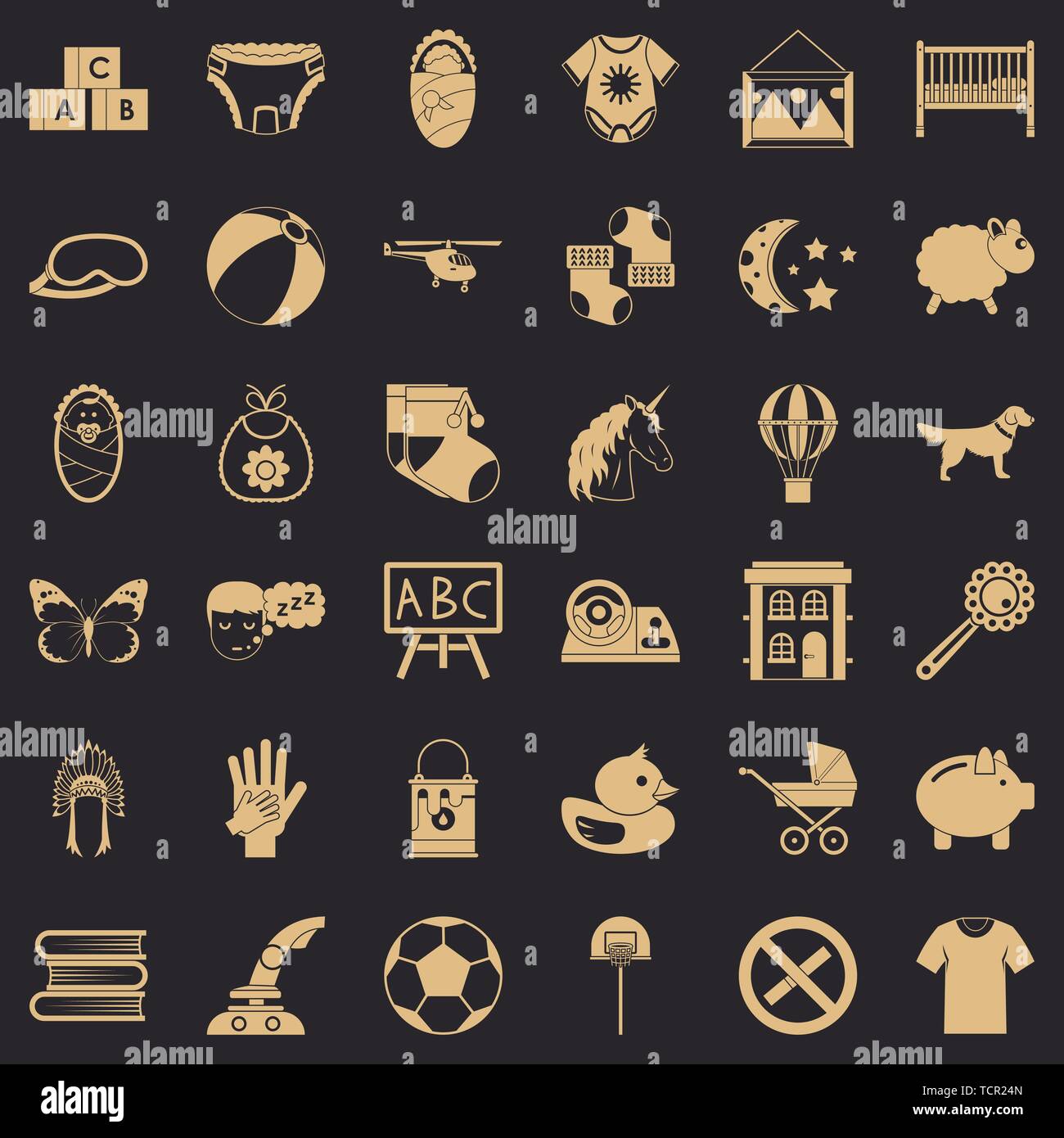 Preschool institution icons set, simple style Stock Vector Image & Art ...