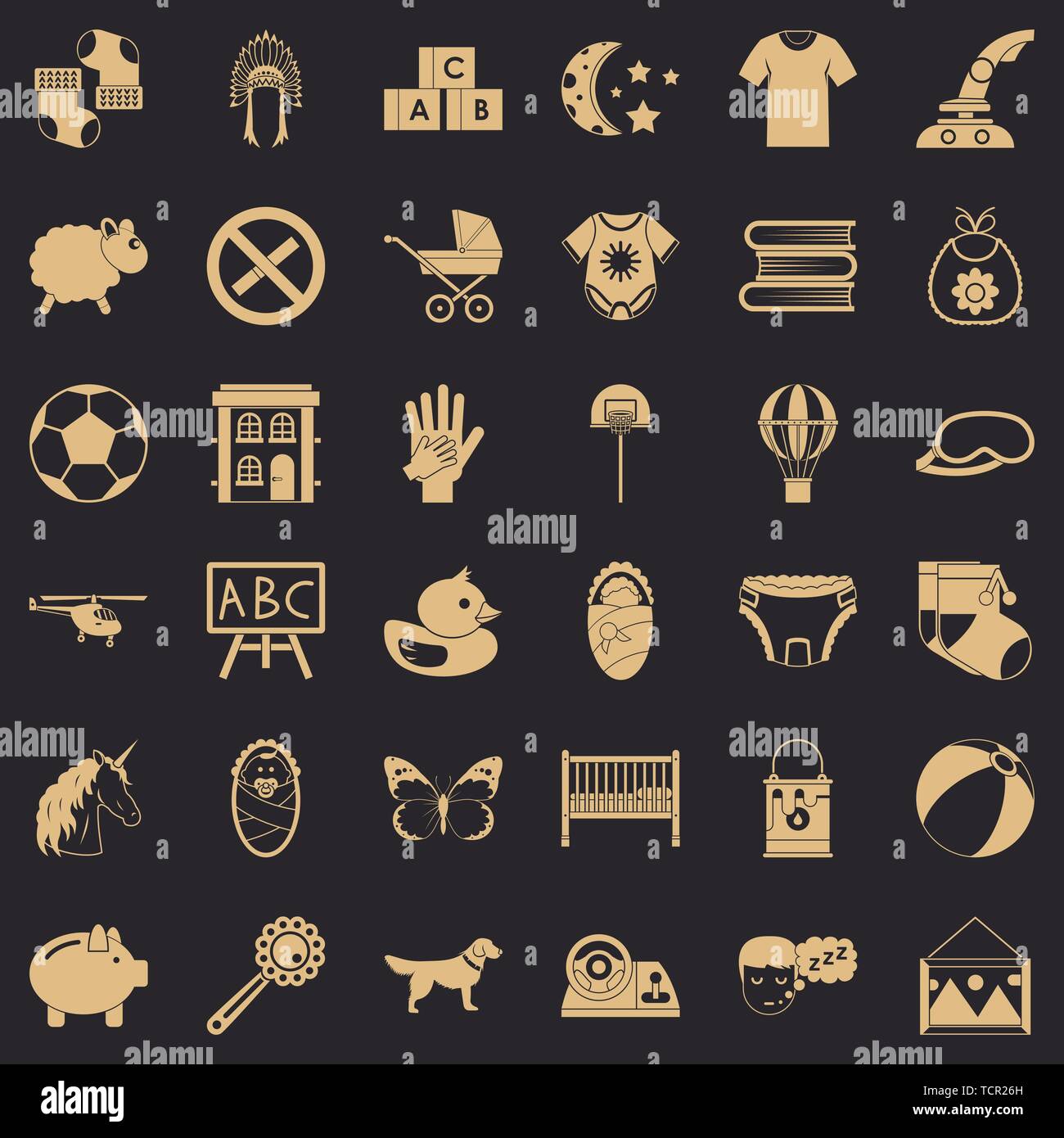 Preschool icons set, simple style Stock Vector Image & Art - Alamy