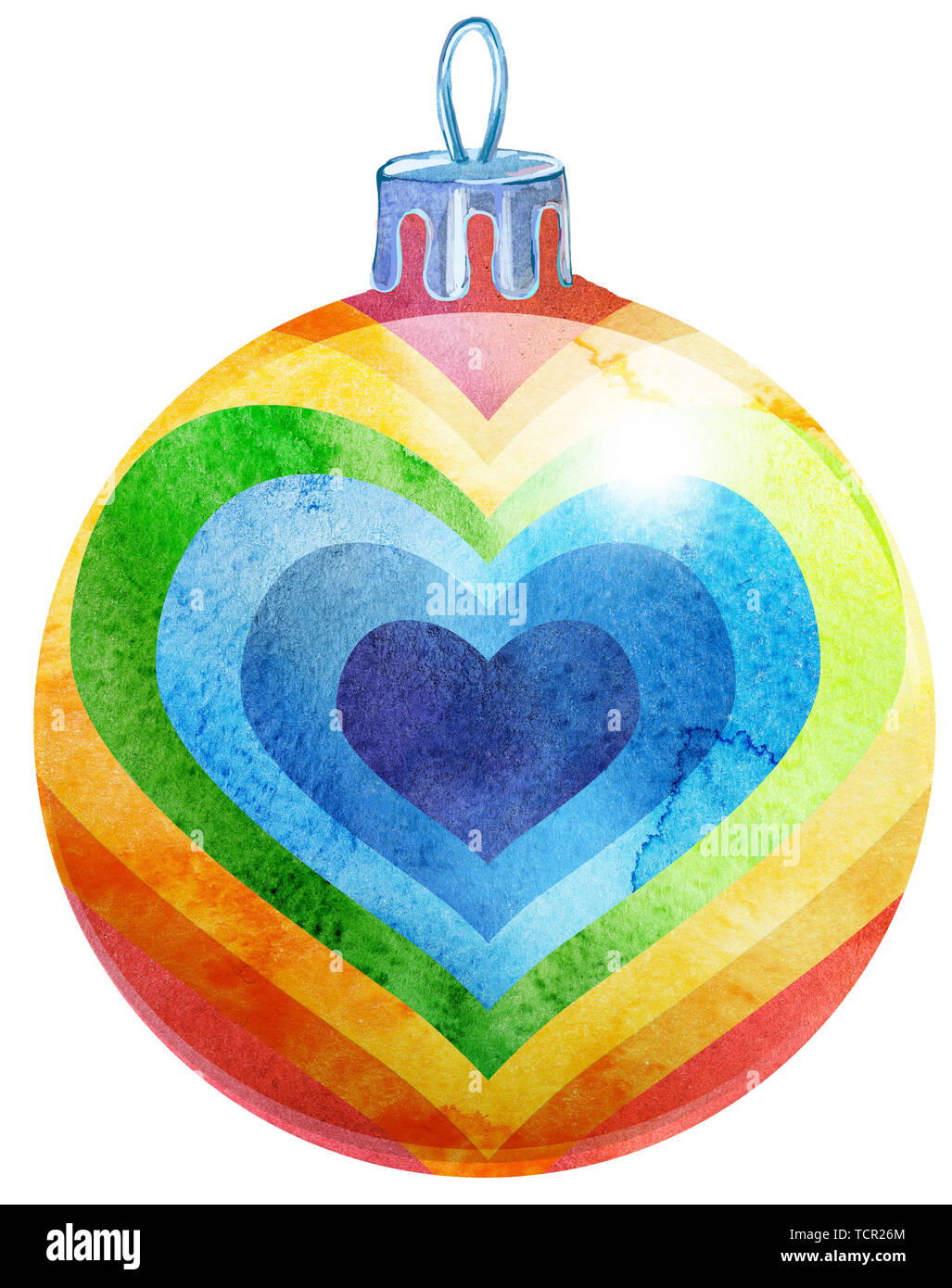 Watercolor Christmas rainbow ball isolated on a white background Stock ...