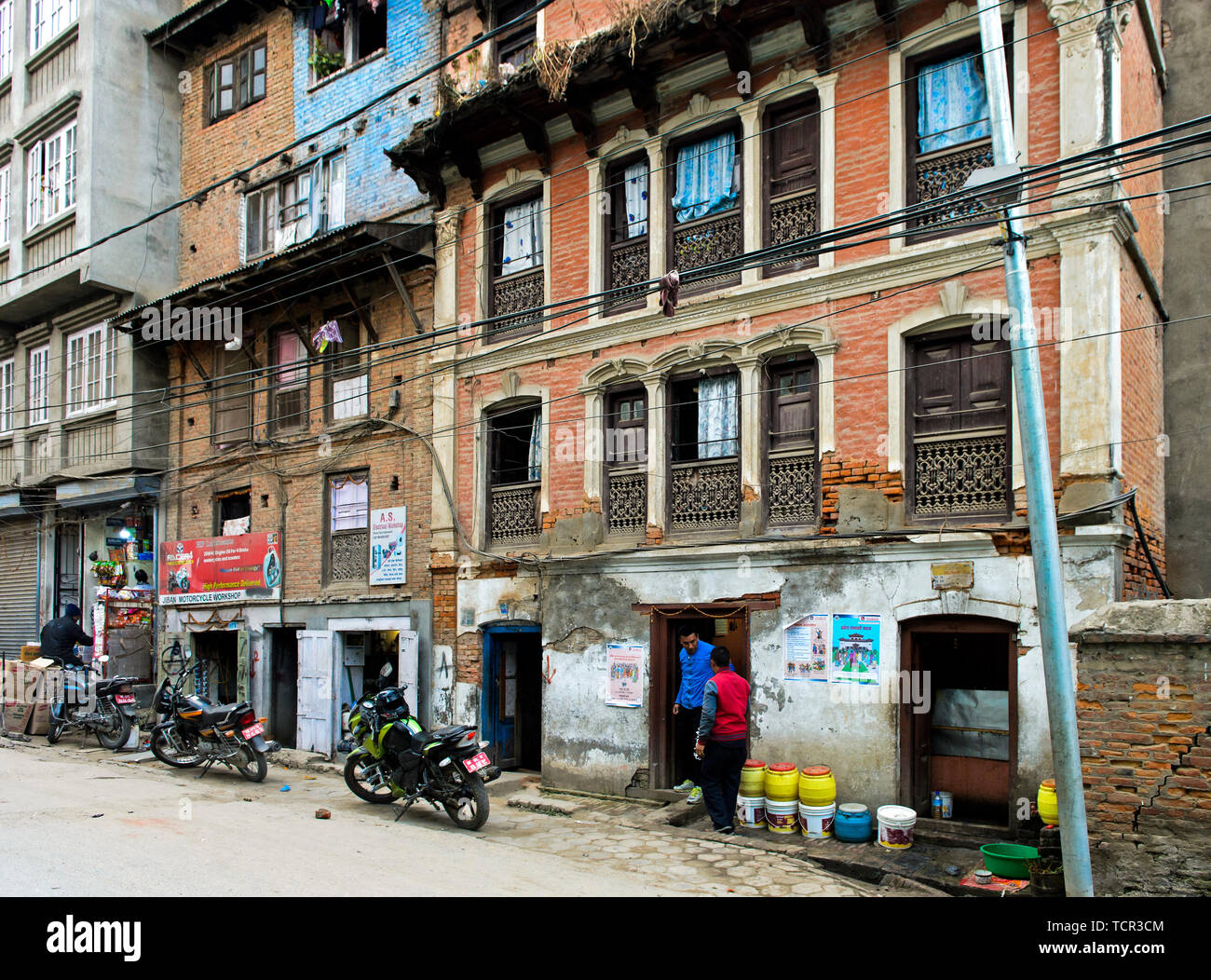 Residential and commercial buildings in the city centre of Kathmandu ...