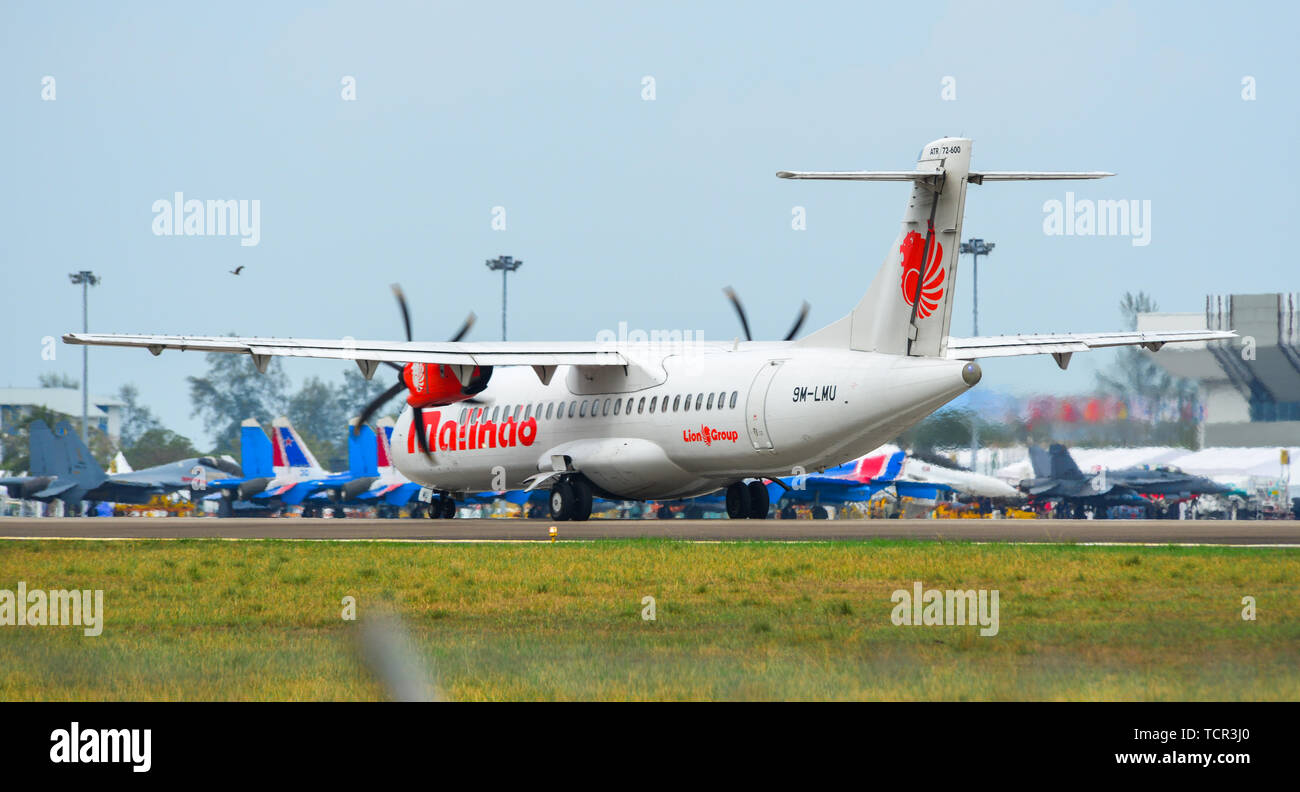 Langkawi, Malaysia - Mar 31, 2019. 9M-LMU Malindo Air ATR 72-600 ...