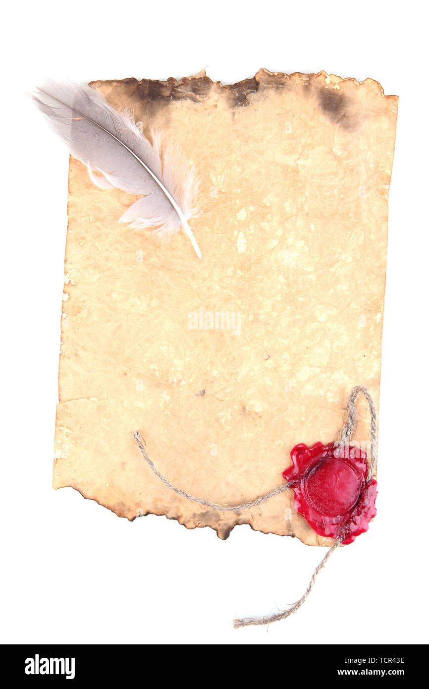 Old paper isolated on white Stock Photo - Alamy