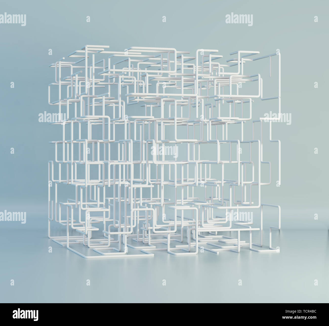 Maze boxes background. Modern technology with square mesh. Geometric abstraction lines. Cube ...