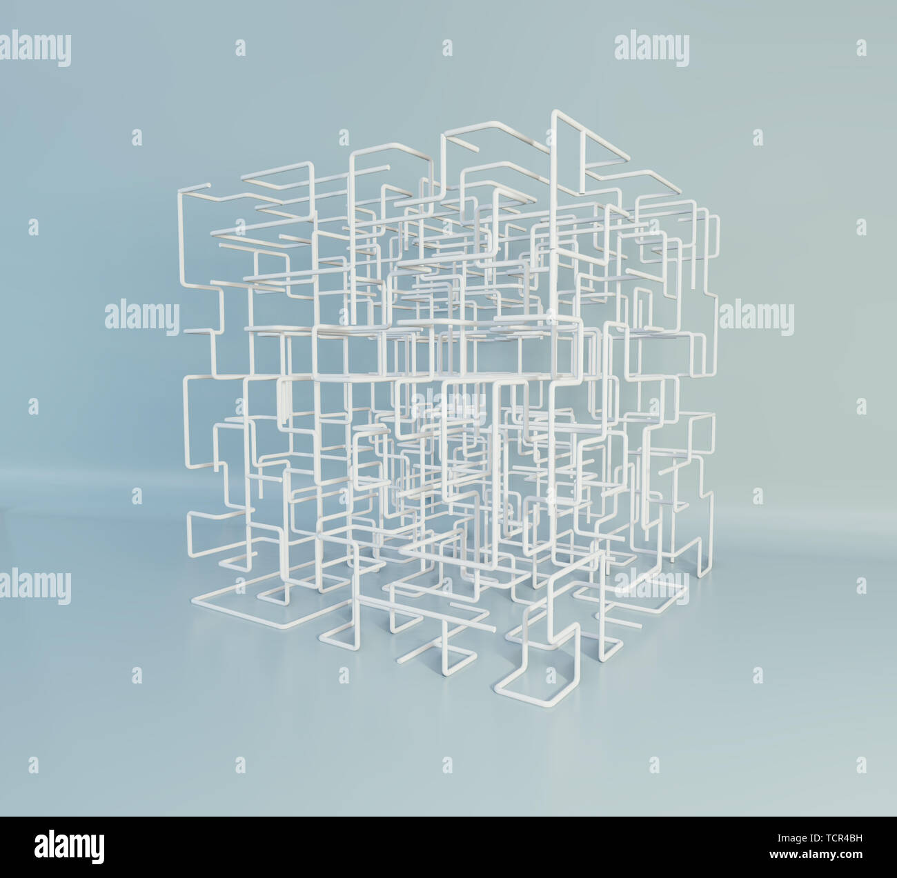 Isometric 3D cubical shape. Maze boxes background. 3d rendering Stock ...