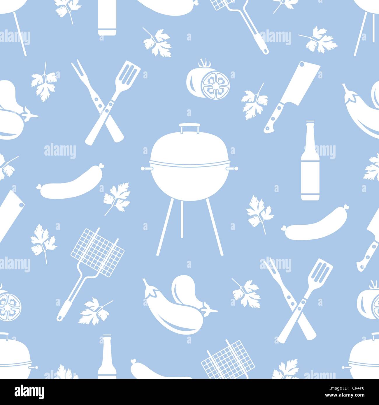 Seamless pattern with grill and barbecue tools. BBQ party background ...