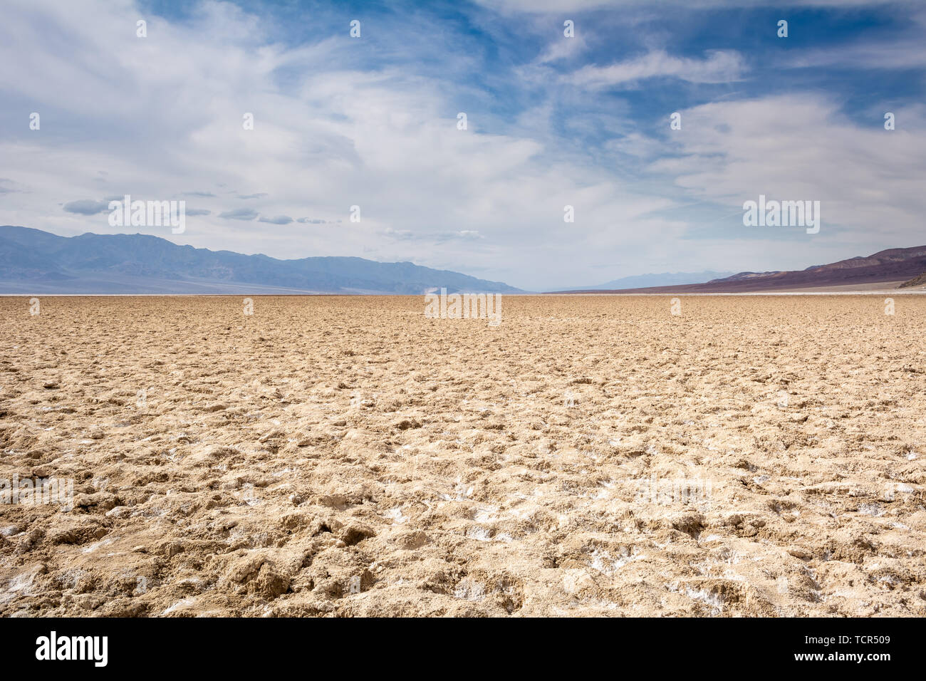 Salt flats of Badwater basin in Death Valley National Park in ...