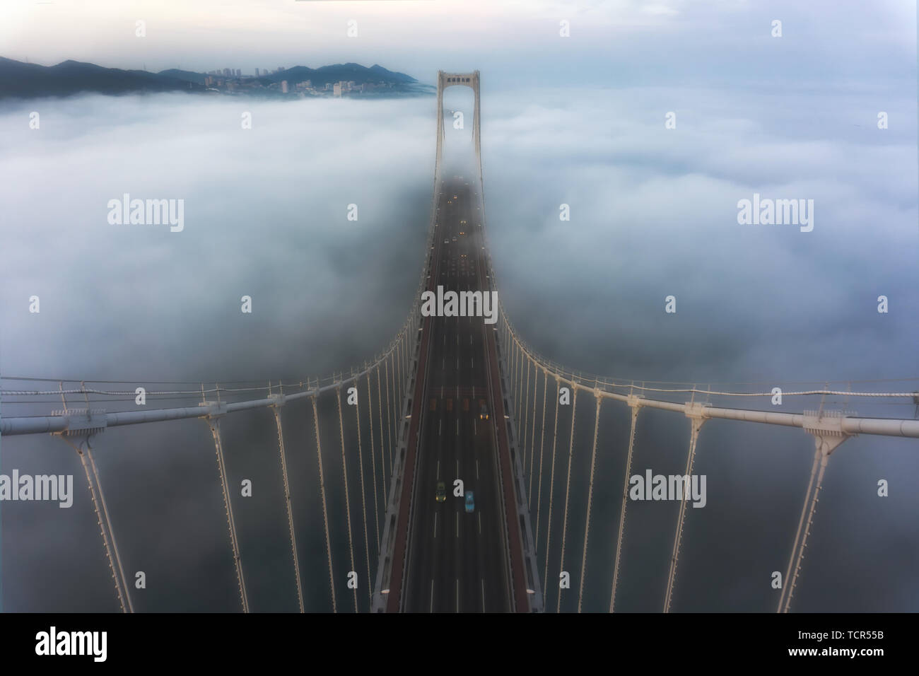 Flow fog of Dalian Xingwan Bridge Stock Photo - Alamy