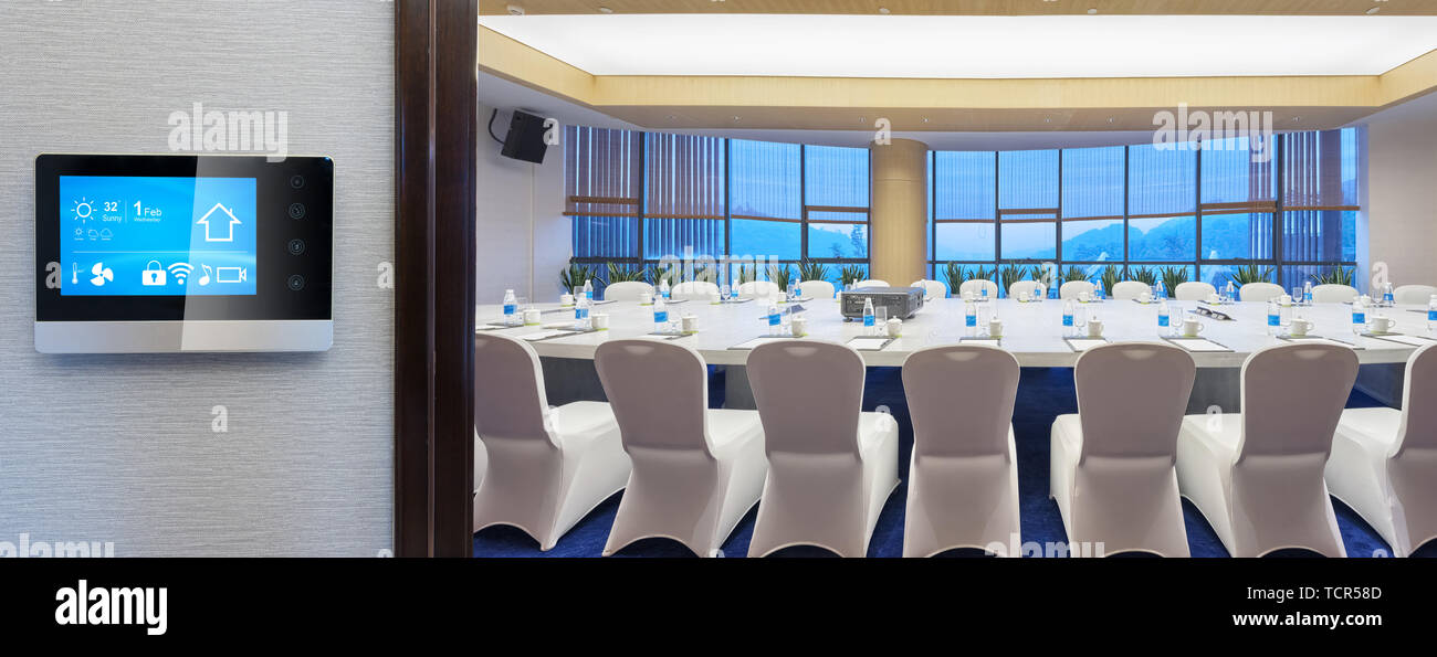 smart screen with smart home with modern meeting room Stock Photo - Alamy