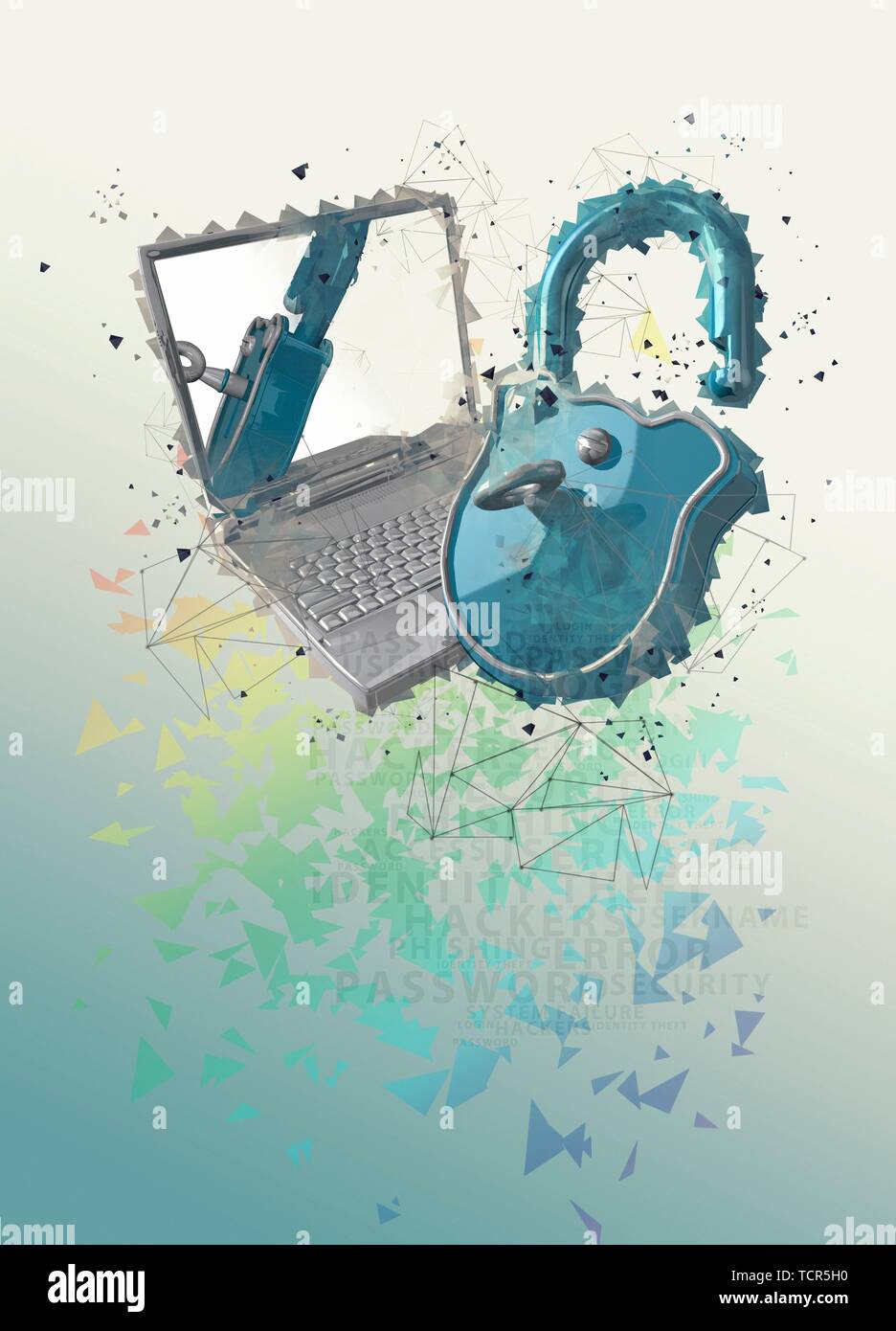 Laptop and padlock, illustration Stock Photo - Alamy
