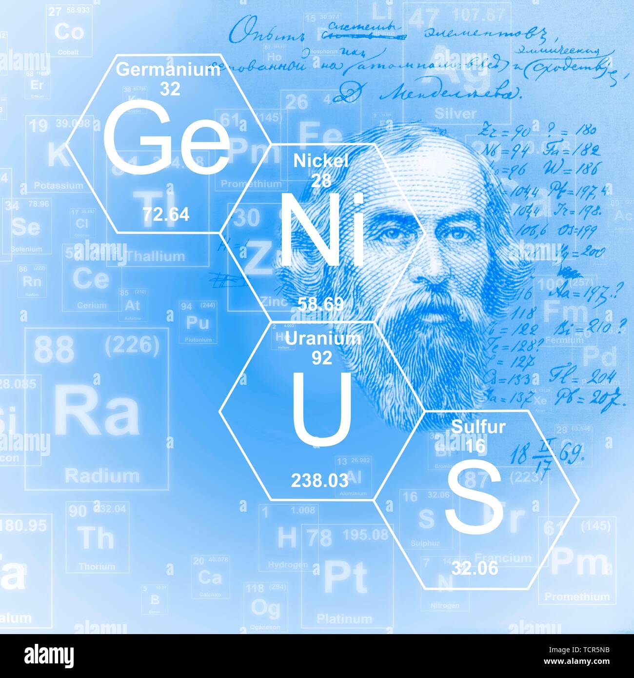 Chemical elements genius, illustration Stock Photo - Alamy