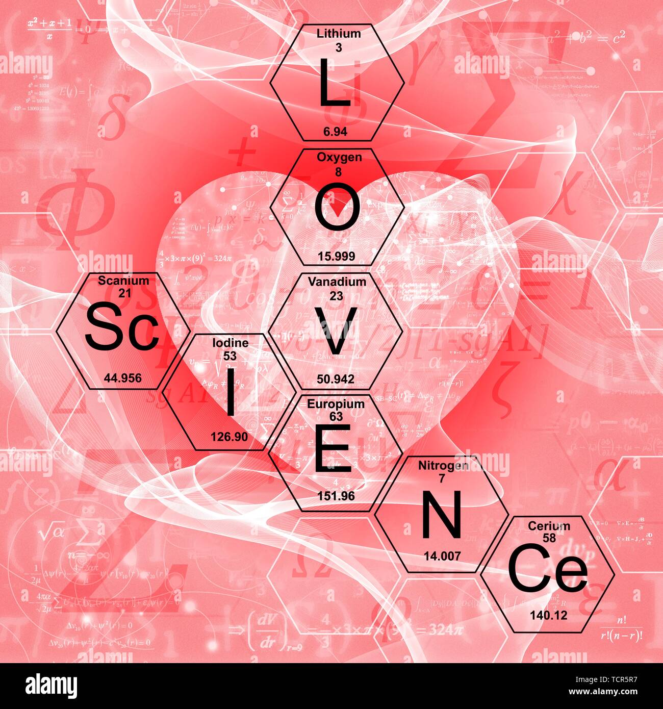 Chemical elements love and science, illustration Stock Photo - Alamy