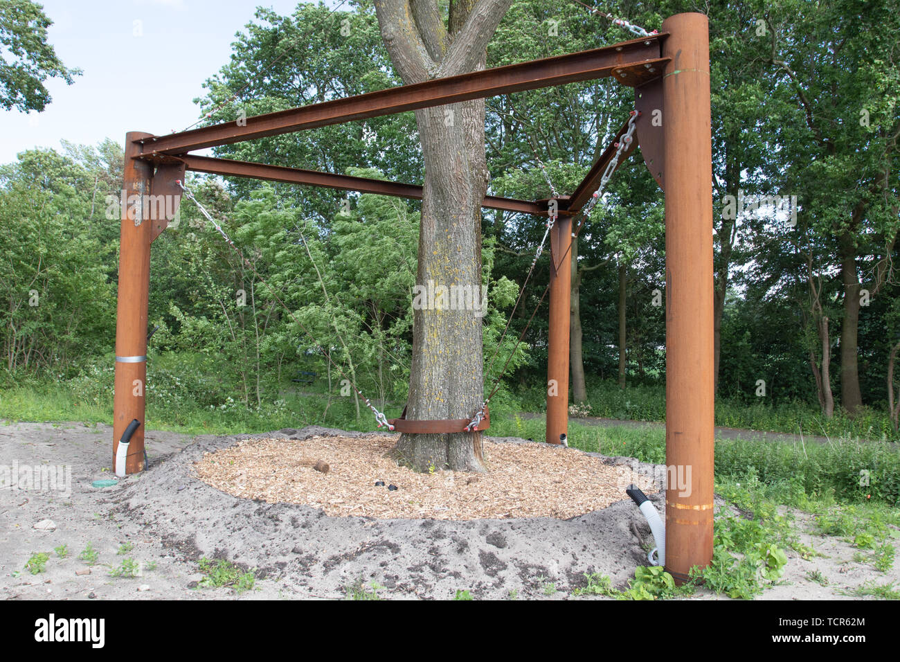 Metal tree support hi-res stock photography and images - Alamy