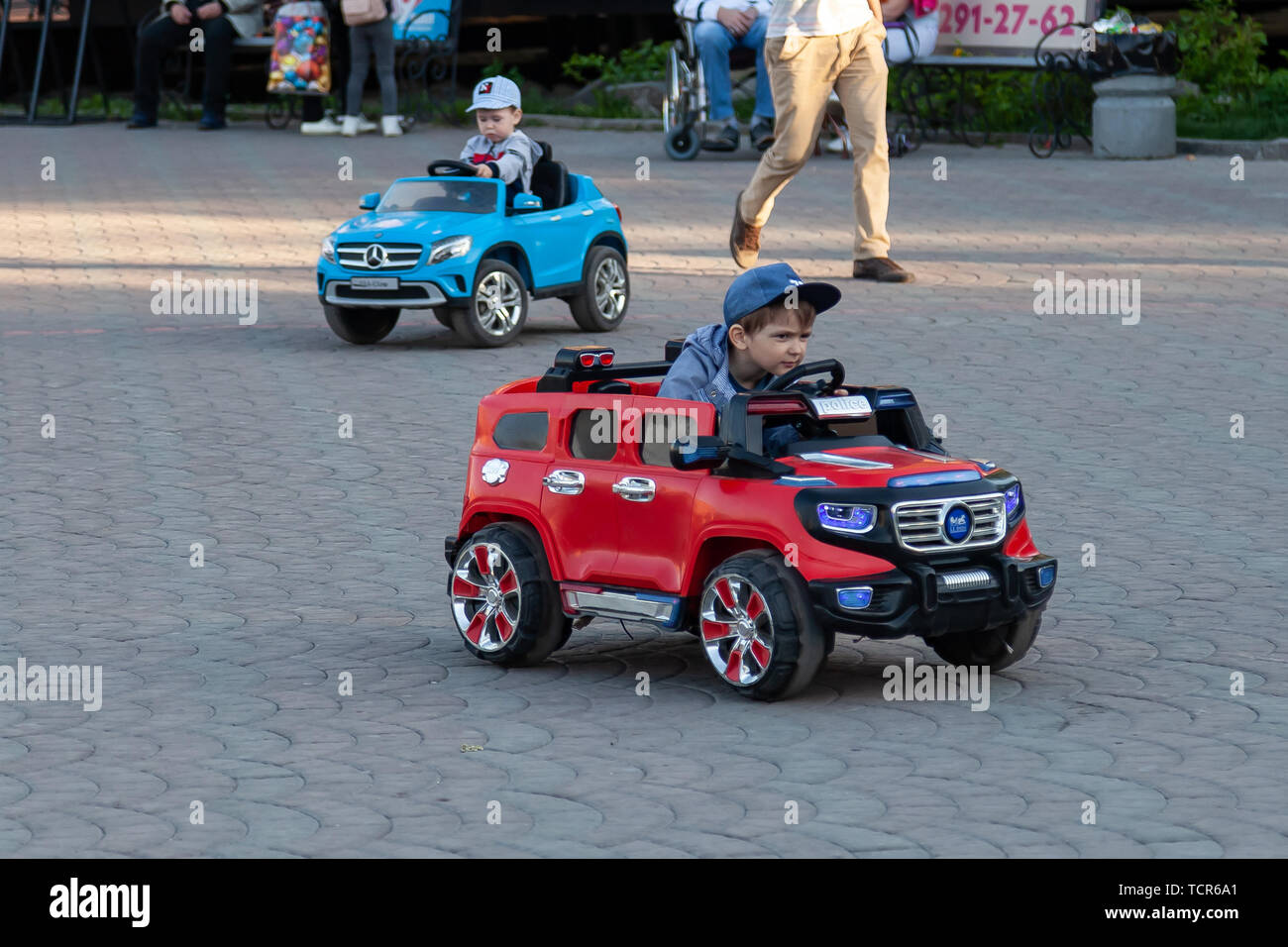 Child riding road traffic cars hi-res stock photography and images - Alamy
