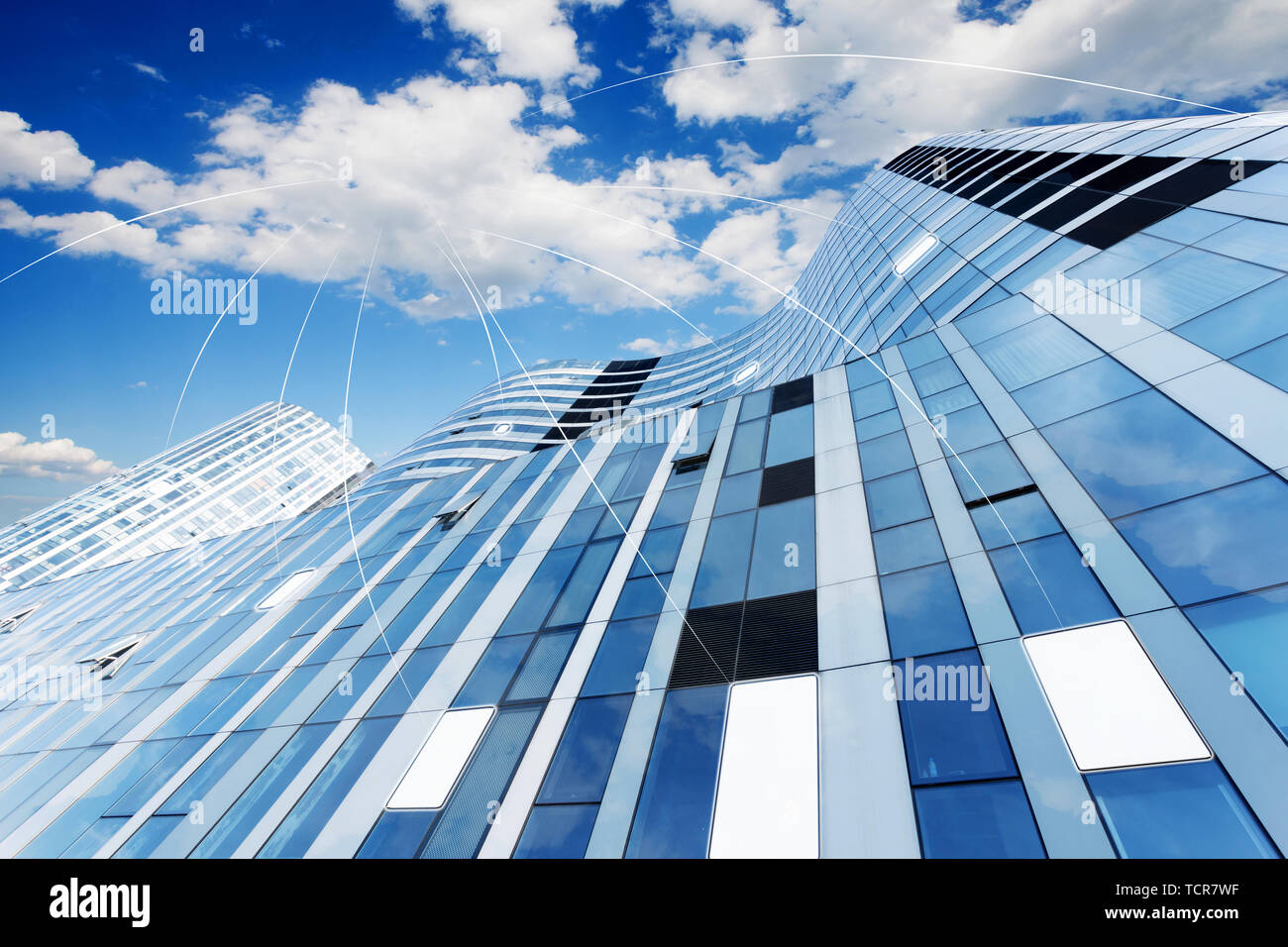 network connection between modern office buildings Stock Photo - Alamy