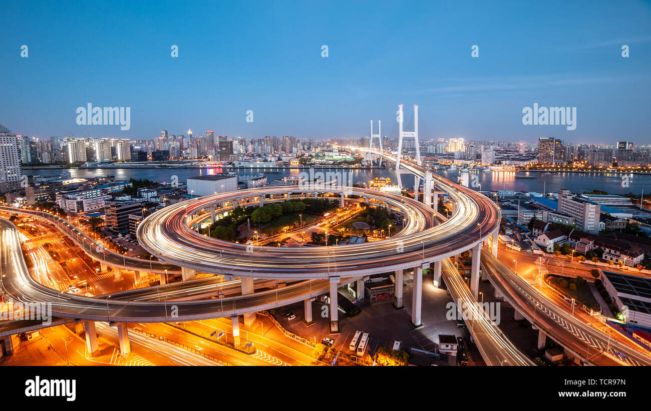 Shanghai cross-river bridge Stock Photo - Alamy