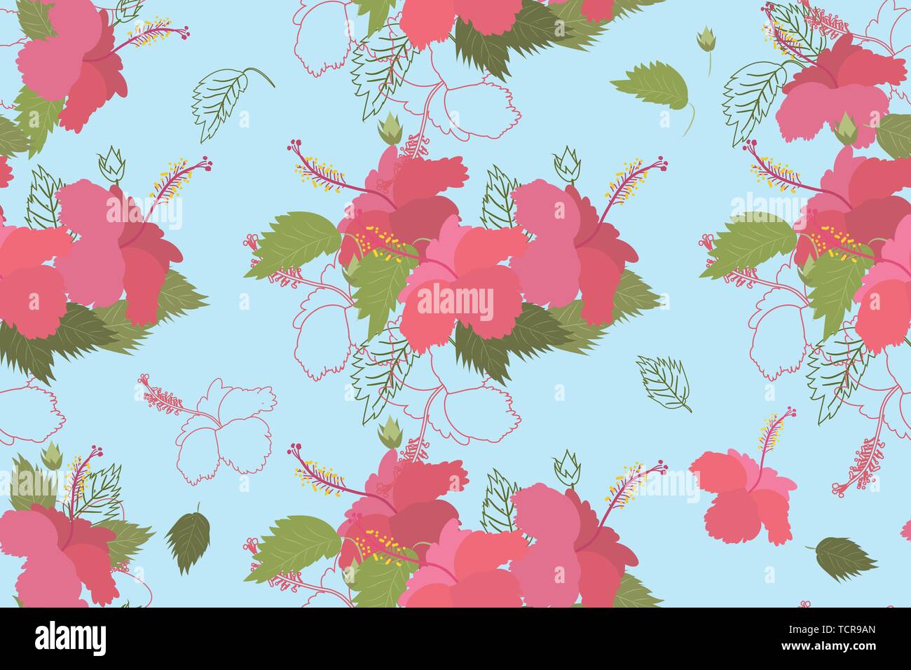 Seamless vector hibiscus floral pattern Stock Vector Image & Art - Alamy