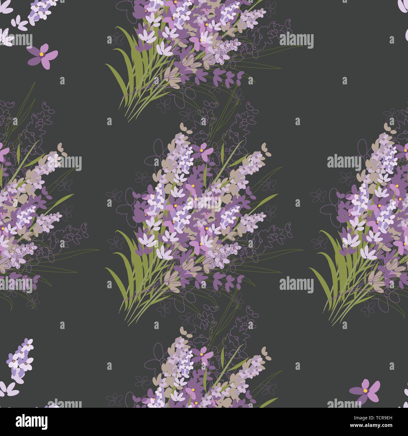 Seamless vector floral pattern with lavender flowers Stock Vector Image ...