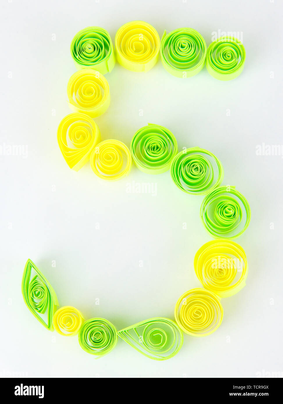 The digit 5 is made of quilling isolated on white Stock Photo - Alamy