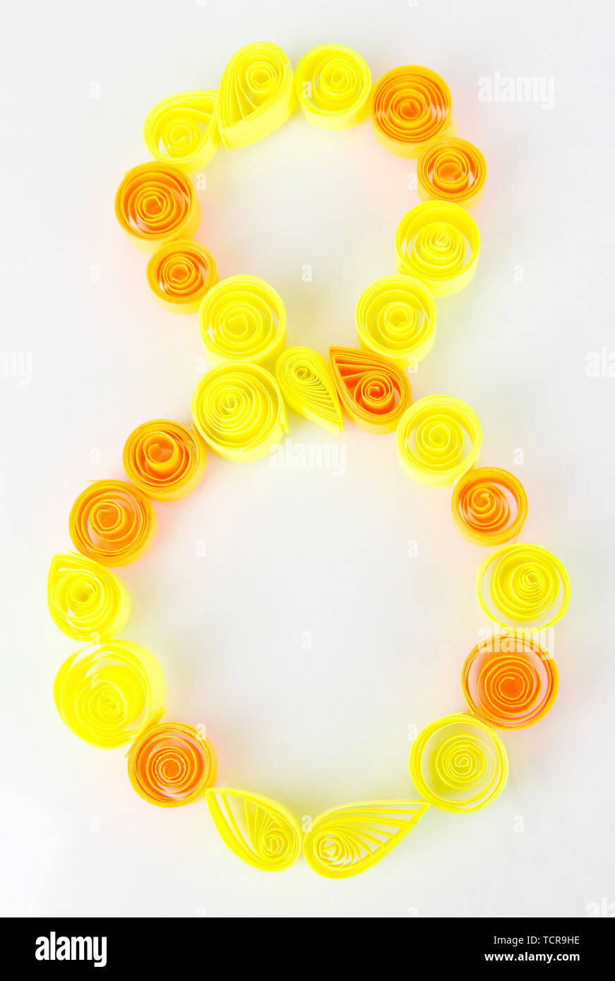 The digit 8 is made of quilling isolated on white Stock Photo - Alamy