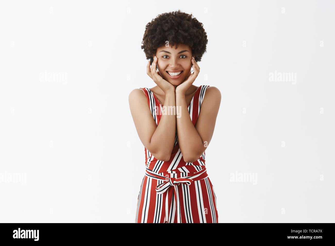 Girl feeling charmed and loving after date with cute and handsome ...