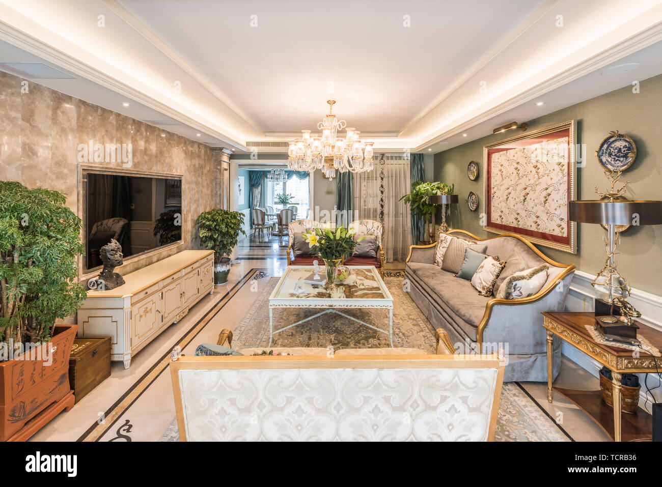 Design of interior design space of model room in modern living room ...