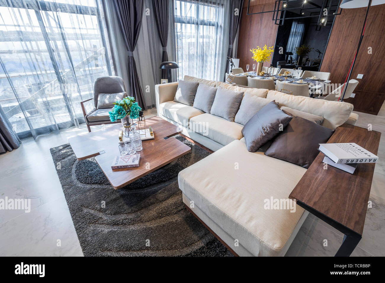 Design of interior design space of model room in modern living room ...