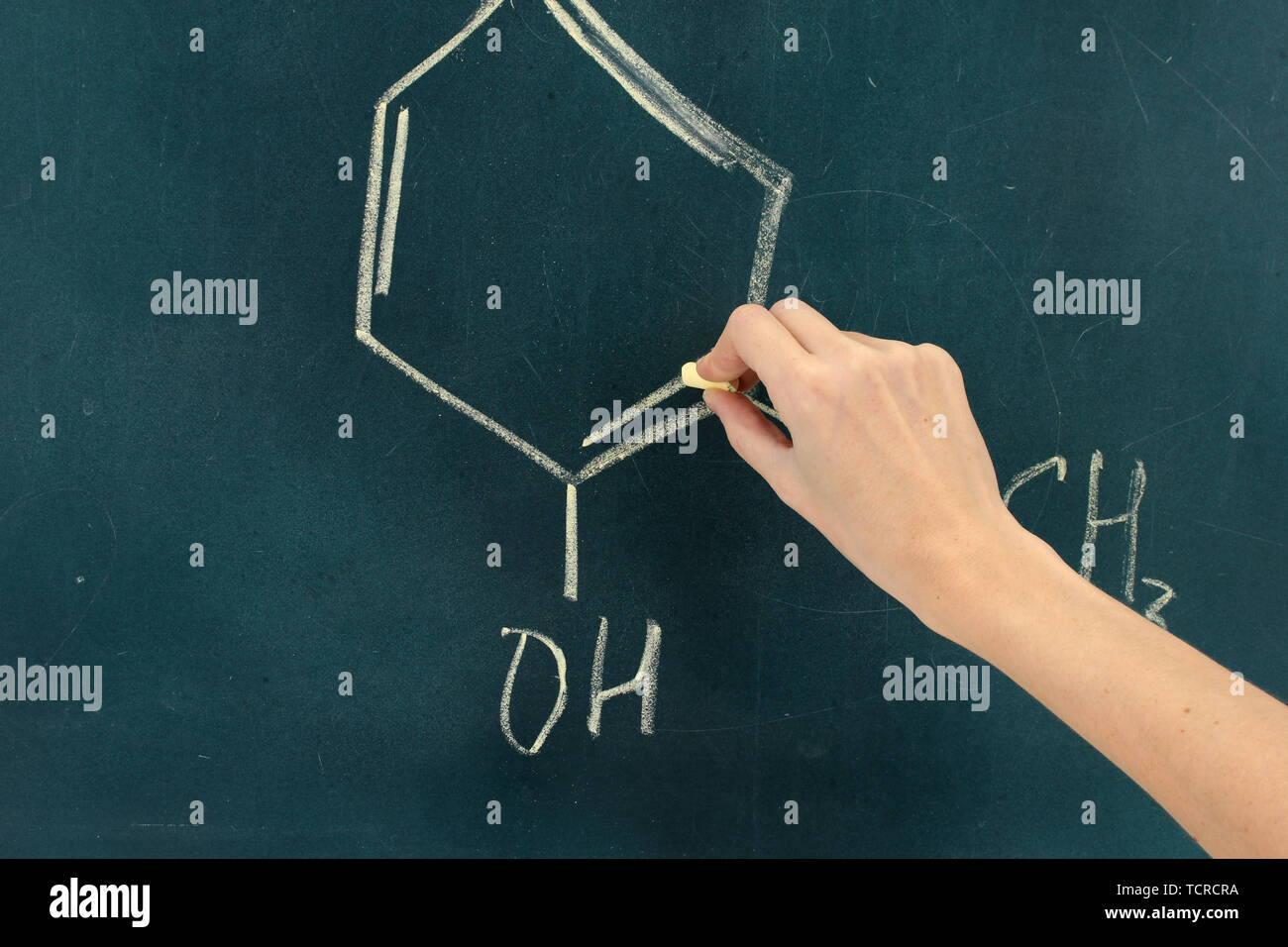 Chemical structure formula written on blackboard with chalk Stock Photo ...