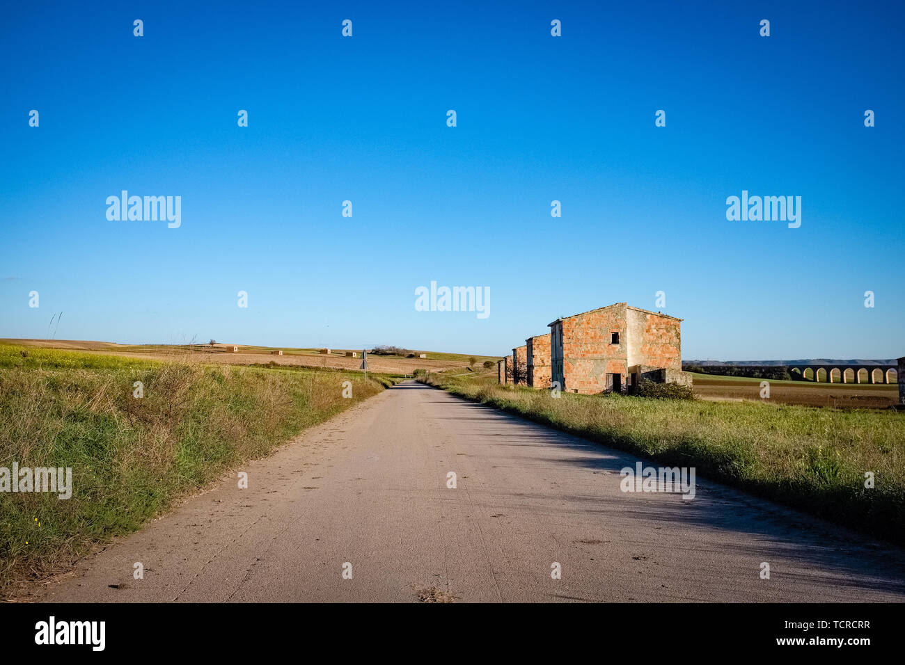 Agricultural landscape of Murgia plateau with abandoned farmhouses ...
