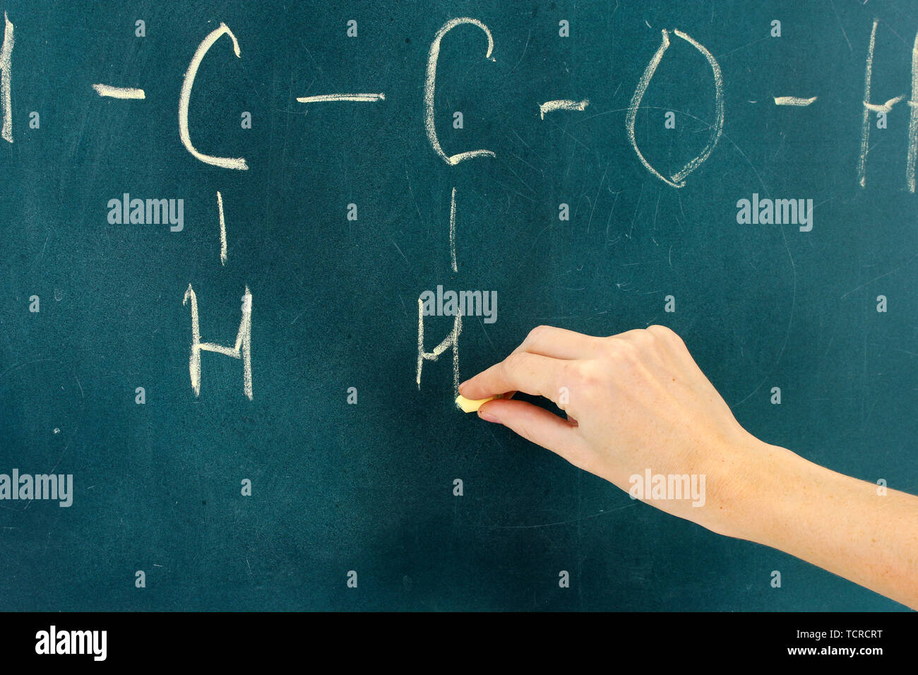 Chemical structure formula written on blackboard with chalk Stock Photo ...