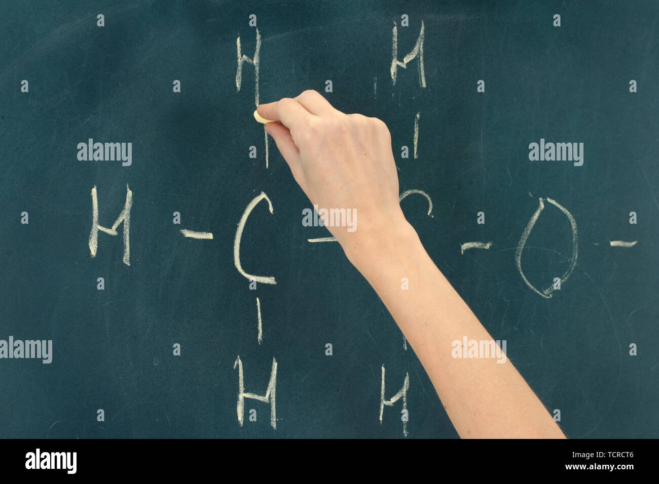 Chemical structure formula written on blackboard with chalk Stock Photo ...